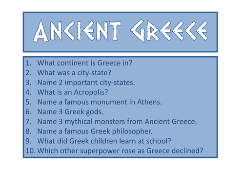 ANCIENT GREECE - GREEKS - HISTORY KEY STAGE 2 ATHENS SPARTA GODS ...