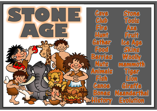 STONE AGE TEACHING RESOURCES HISTORY KEY STAGE 1-2 EARLY YEARS DISPLAY ...