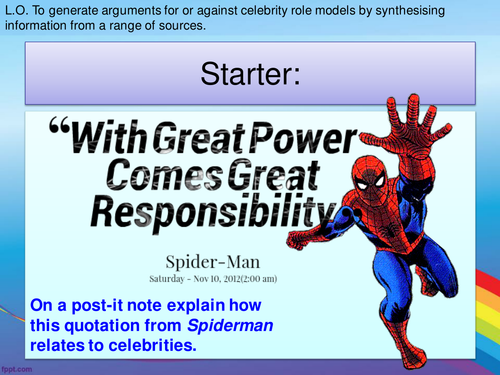 Argumentative Writing - Are Celebrities good role models? | Teaching ...