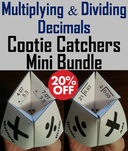 Multiplying and Dividing Decimals Cootie Catchers | Teaching Resources