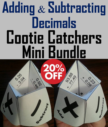 Adding and Subtracting Decimals Cootie Catchers Bundle | Teaching Resources