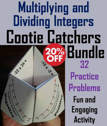 Multiplying and Dividing Integers Cootie Catchers Bundle | Teaching ...