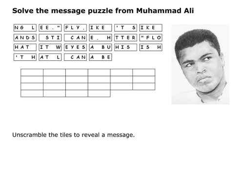 Muhammad Ali Puzzle Messages | Teaching Resources