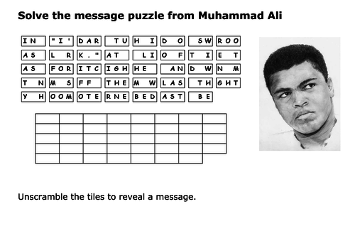 Muhammad Ali Puzzle Messages | Teaching Resources