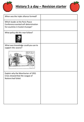 AQA History GCSE B '5 a day' starters revision pack. | Teaching Resources