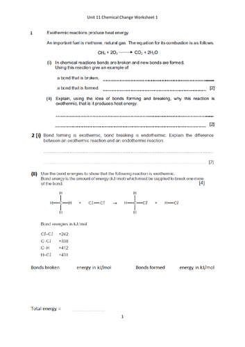 IGCSE Chemistry: Unit 11 Chemical Change | Teaching Resources