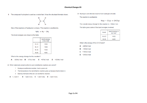 IGCSE Chemistry: Unit 11 Chemical Change | Teaching Resources