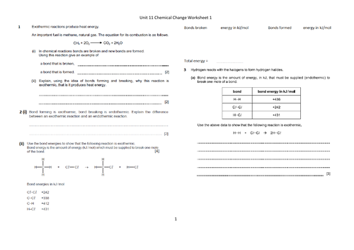 IGCSE Chemistry: Unit 11 Chemical Change | Teaching Resources