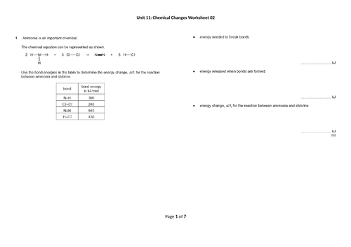 IGCSE Chemistry: Unit 11 Chemical Change | Teaching Resources