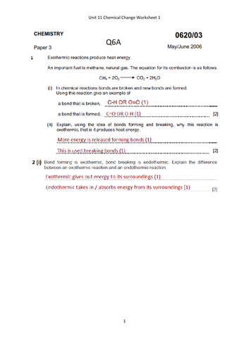 IGCSE Chemistry: Unit 11 Chemical Change | Teaching Resources