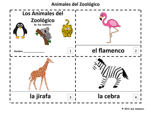 Spanish Zoo Animals 2 Emergent Reader Booklets - Animales del Zoológico ...