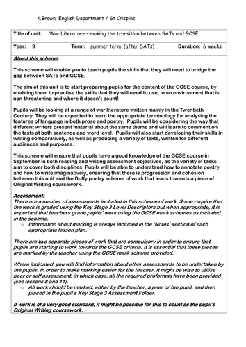 War Literature KS3 Complete SOW and resources | Teaching Resources War Literature KS3 Complete SOW and resources | Teaching Resources