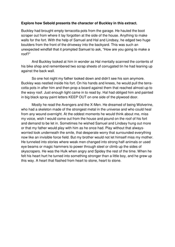 The Lovely Bones: 12 Week Scheme of Work (AS Language & Literature ...