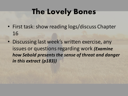 The Lovely Bones: 12 Week Scheme of Work (AS Language & Literature ...