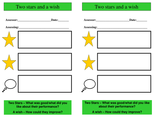 Music Peer Assessment Document - Two Stars and a Wish | Teaching Resources