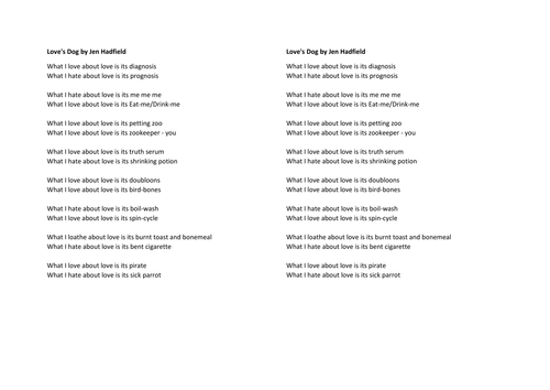 Love's Dog Jen Hadfield PP by paulinadoherty - Teaching Resources - TES