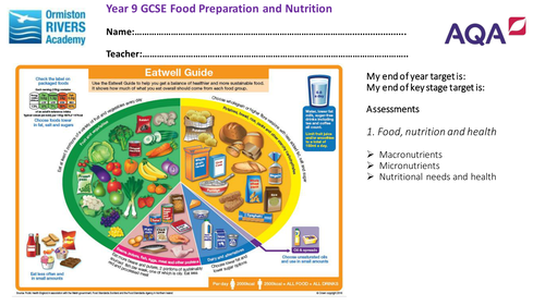 AQA GCSE Food , Nutrition and Health Theory booklet | Teaching Resources