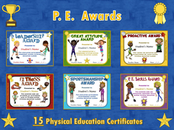 PE AWARDS- 15 Physical Education Certificates | Teaching Resources
