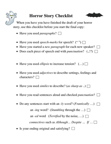 Horror Writing unit of work | Teaching Resources