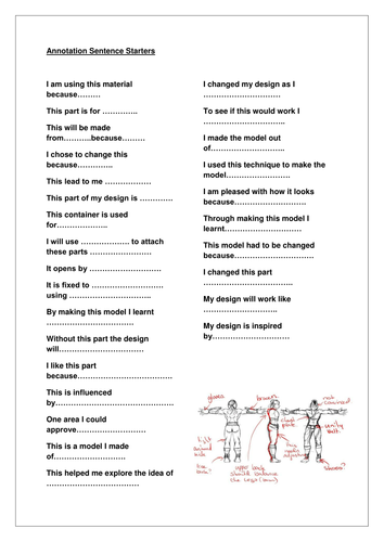 Annotation Sentence Starters | Teaching Resources Annotation Sentence Starters | Teaching Resources