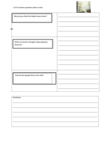 When Jessie came across the sea text study sen | Teaching Resources