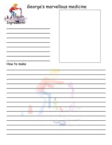 Roald Dahl, Georges Marvellous Medicine, recipe template by asadler79 ...