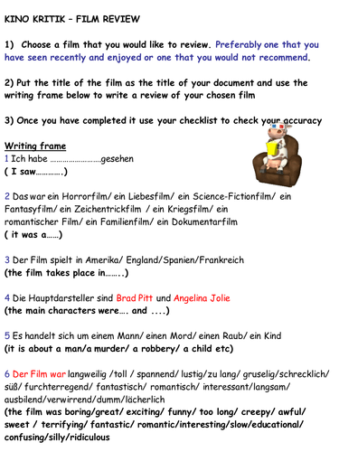 Film review - past tense | Teaching Resources