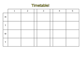 Blank Timetable Template - can be edited electronically - 5 period day ...