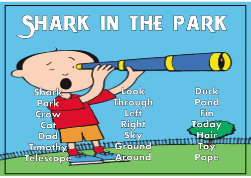 SHARK IN THE PARK STORY TEACHING RESOURCES LITERACY READING EYFS KS 1-2 ...