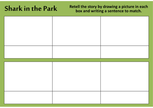 SHARK IN THE PARK STORY TEACHING RESOURCES LITERACY READING EYFS KS 1-2 ...