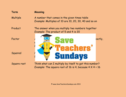 Maths Vocabulary KS2 Worksheets, Lesson Plans and Flash Cards ...