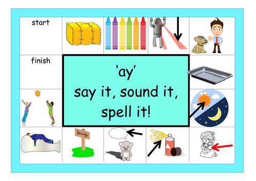 Sound it, Say it, spell it Phonics game Year 1 screen covers ar ay oo ...