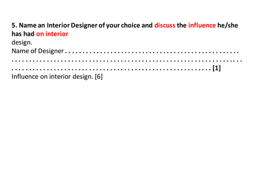 GCSE textiles - interior design group task and exam questions ...