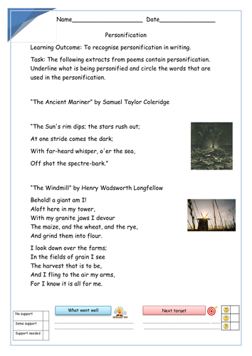 Personification - Set of 16 Worksheets by - UK Teaching Resources - TES