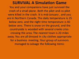 Survival simulation activity | Teaching Resources
