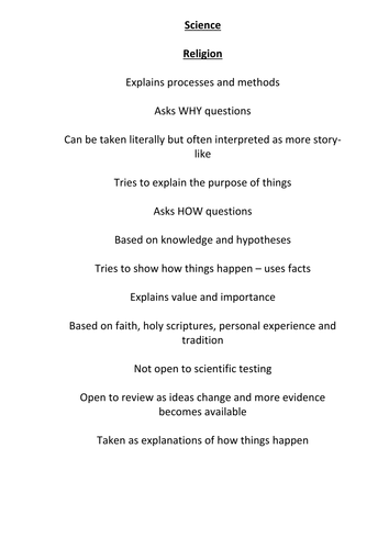 GCSE Religion and Science: Are religion and science in conflict ...
