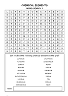 CHEMICAL ELEMENTS WORD-SEARCH | Teaching Resources