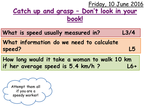 Speed, pressure and motion graphs Year 8 | Teaching Resources