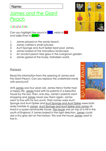 James and the Giant Peach by Roald Dahl | Teaching Resources