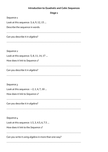 Introduction to Quadratic and Cubic Sequences | Teaching Resources Introduction to Quadratic and Cubic Sequences | Teaching Resources