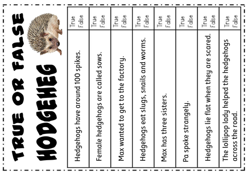 THE HODGEHEG STORY TEACHING RESOURCES EYFS KS1-2 HEDGEHOG ROAD SAFETY ...