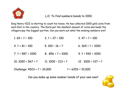 Number Bonds to 1000 and decimals | Teaching Resources