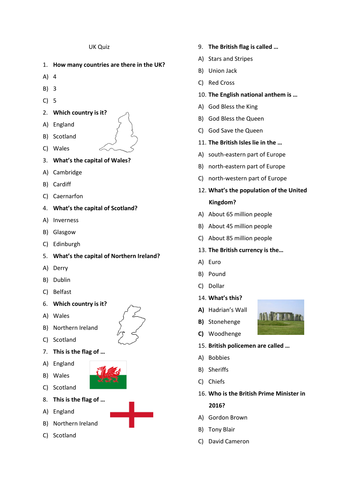 British Culture Quiz by evaszucs - Teaching Resources - TES