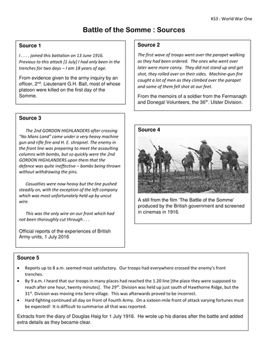Battle of the Somme (2 lessons) | Teaching Resources