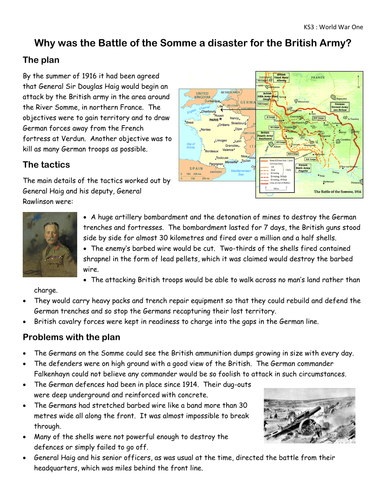 Battle of the Somme (2 lessons) | Teaching Resources