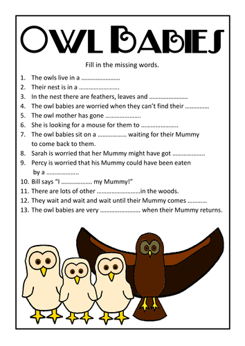 OWL BABIES STORY TEACHING RESOURCES, LITERACY, READING, EYFS, KS 1-2 ...