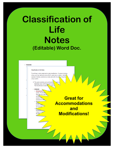 Classification: Notes | Teaching Resources