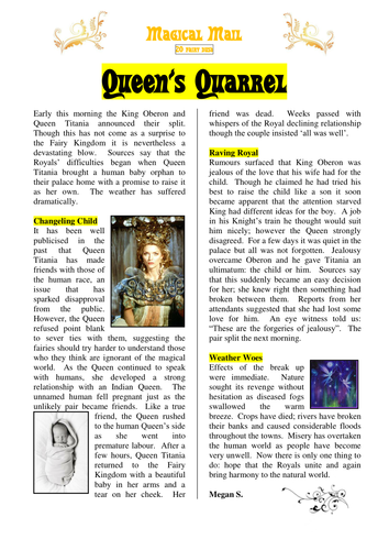 A Midsummer Night's Dream CEL + Newspaper IRL | Teaching Resources