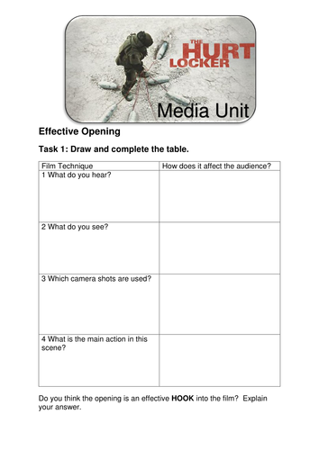 The Hurt Locker Unit Nat3,4,5 | Teaching Resources