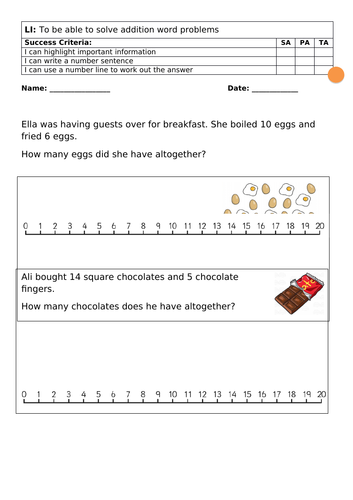 Year 1 - Addition word problems - Differentiated (New Curriculum ...